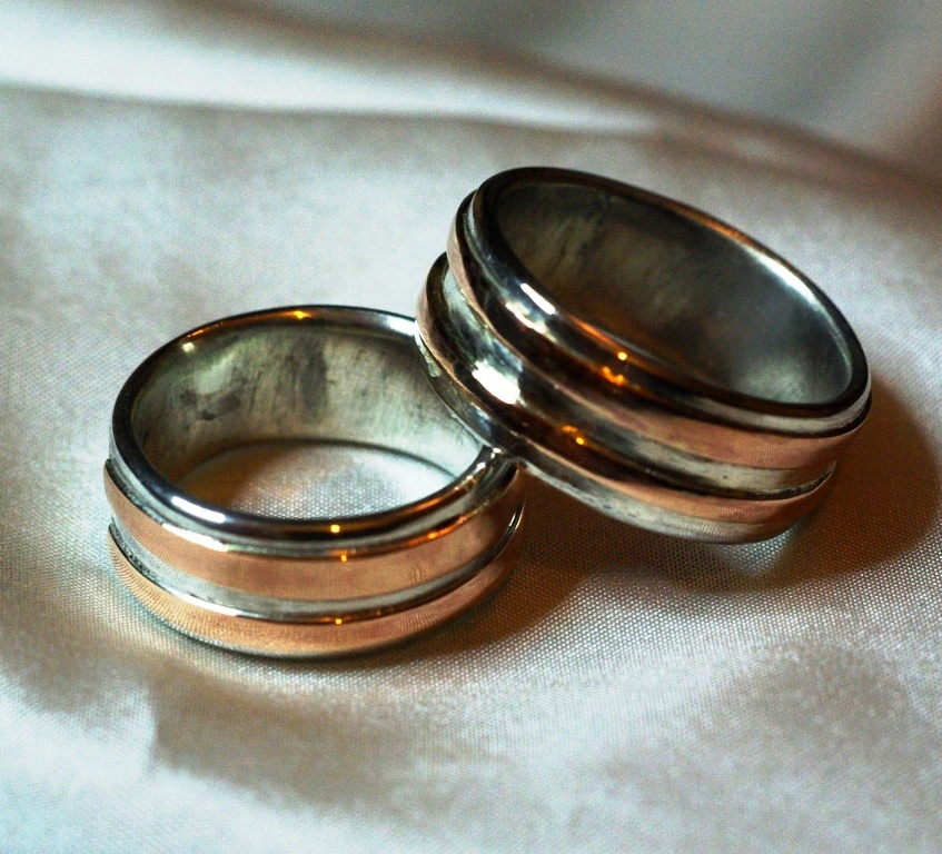 Two colour wedding rings - Richard Chown Jewellery - mixed metals